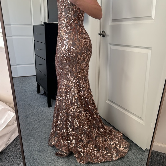 Jovani | Dresses | Bronze Sequin Jovani Gown | Poshmark